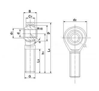 POS4 bearing, Rod End Joint Bearings 4x-x7, 8.1 KG - en.tradebearings.com
